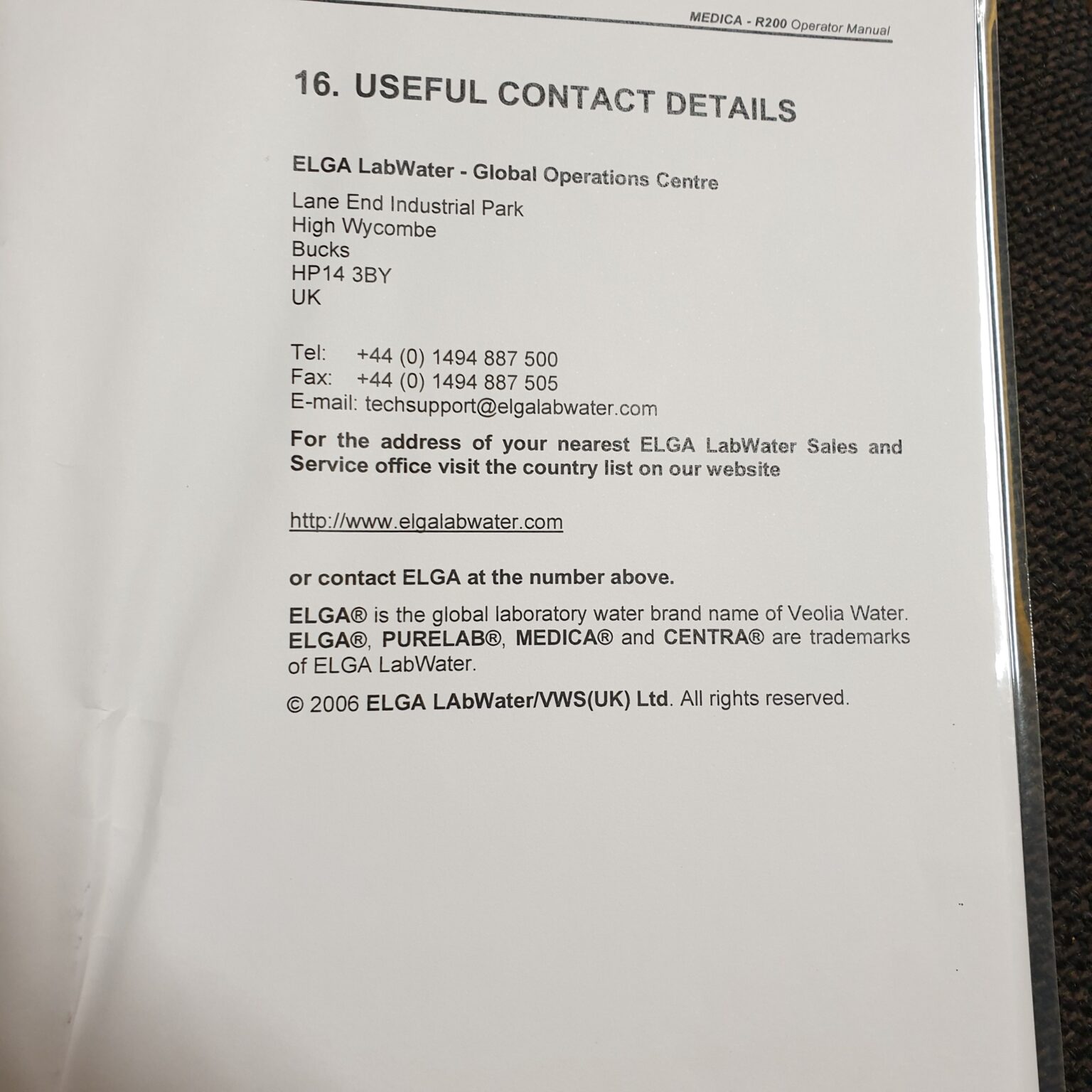 1131- Used Elga Medica R200 CLRW water purification system (2016) - S-A-LE